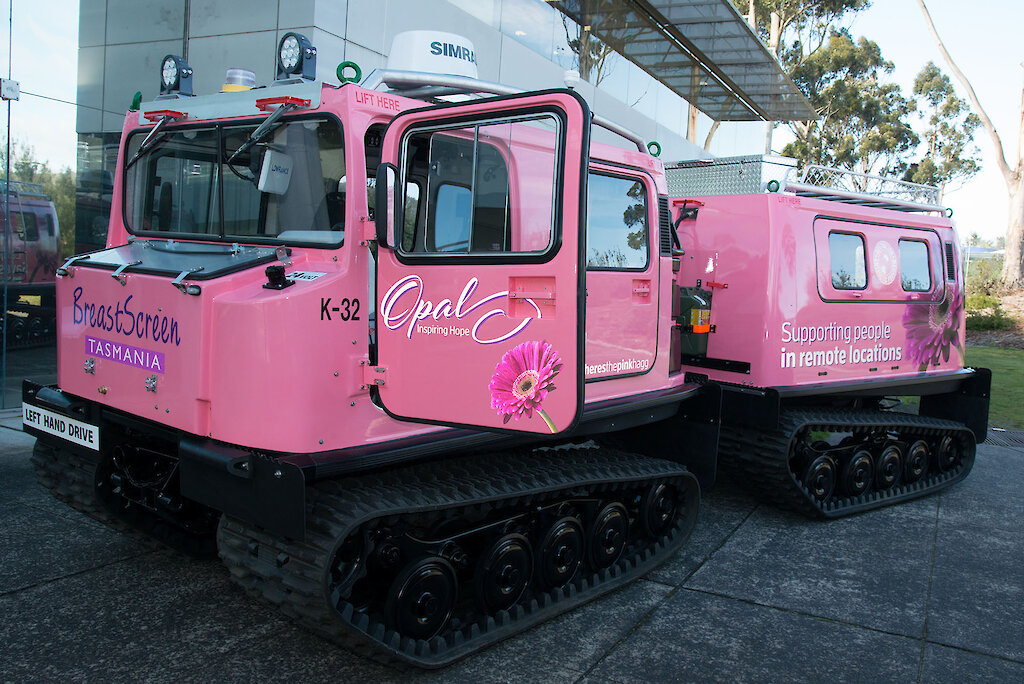 Antarctic snow vehicle goes pink in support of hope — Australian ...